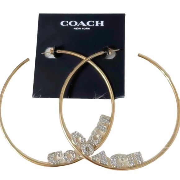 Coach | Jewelry | Nwt Coach Gold Pave Hoops | Poshmark